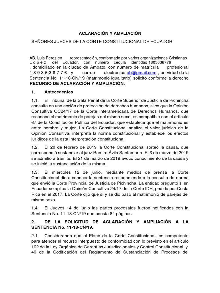 Aclaracion y Ampliacion | PDF | Familia | Constitución