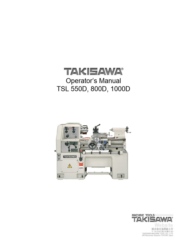 Takisawa TSL 550, 800, 1000 D Manual | PDF
