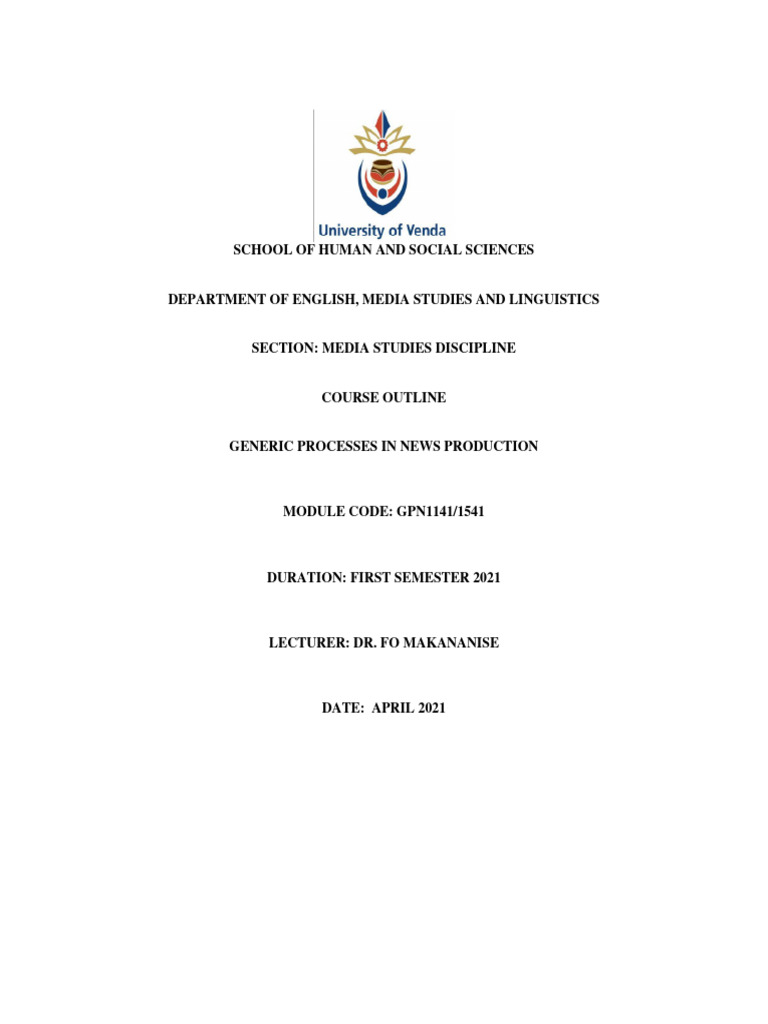 Gpn1141,1541 Course Outline 2021 | PDF | News | Journalism Gpn1141,1541 Course Outline 2021 | PDF | News | Journalism