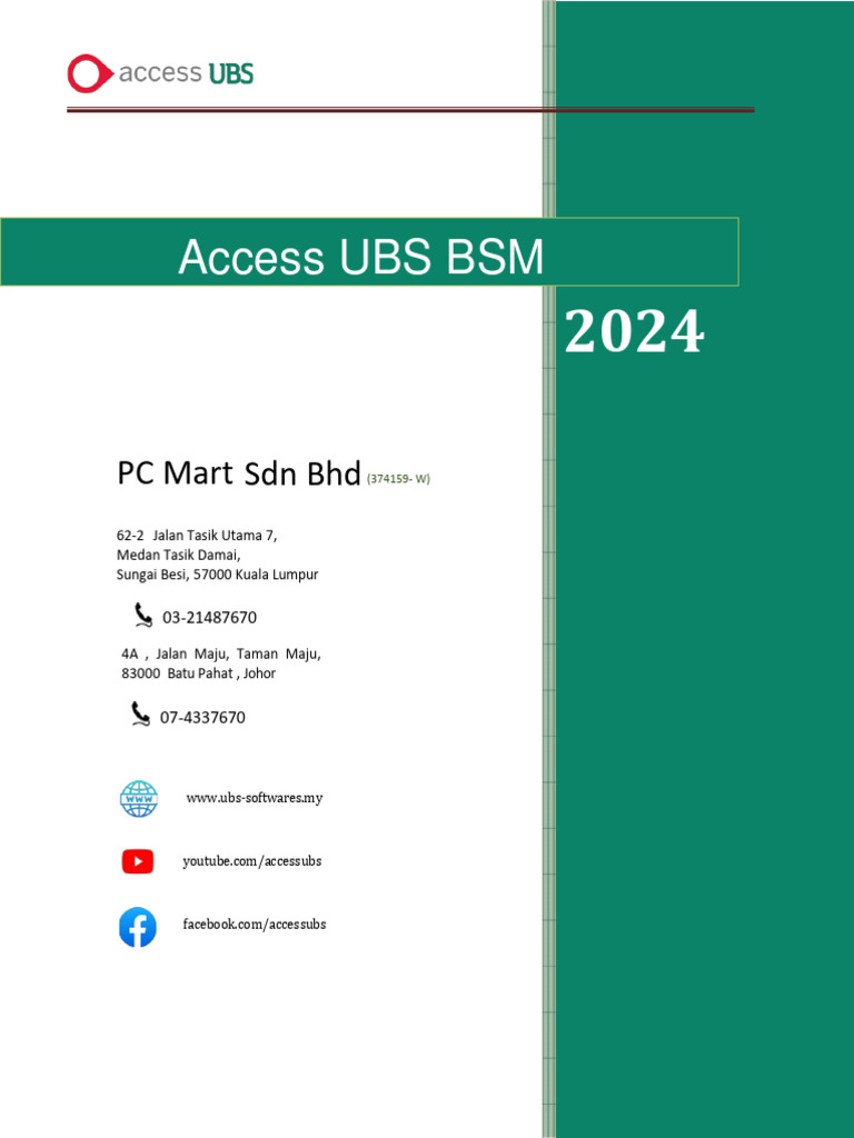 Access UBS BSM Sample Report | PDF | Payments | Money