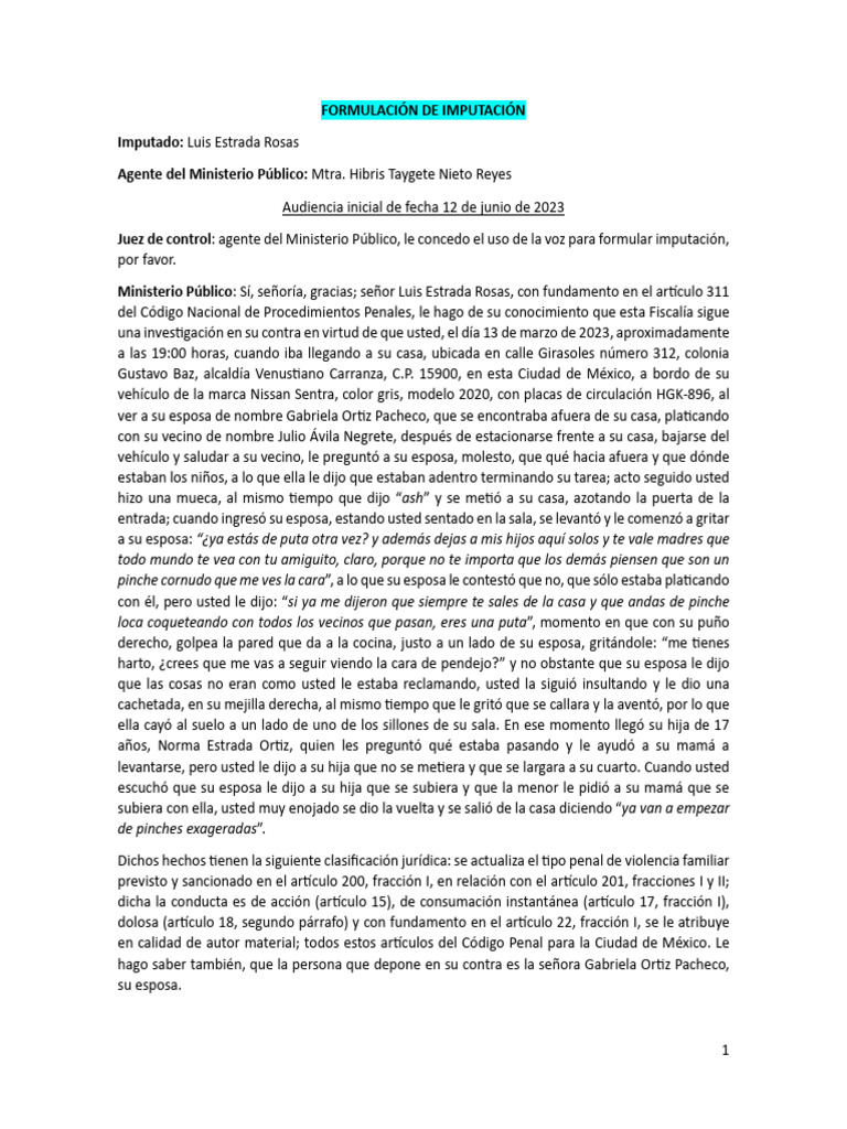 Ejemplo Entregable 2-1 | Descargar gratis PDF | Derecho penal | Mandato