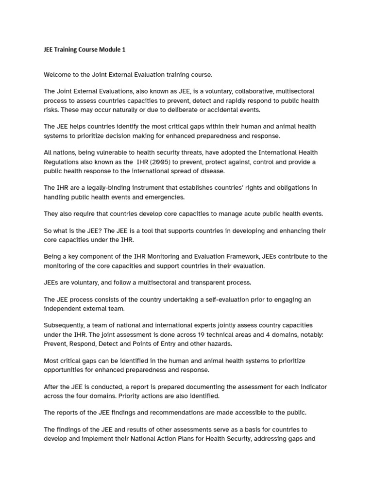 Transcript JEE Intro Module 1 EN | PDF | Safety | Public Sphere