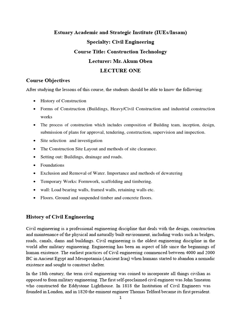 Civil Engineering Construction Overview | PDF | Civil Engineering ...