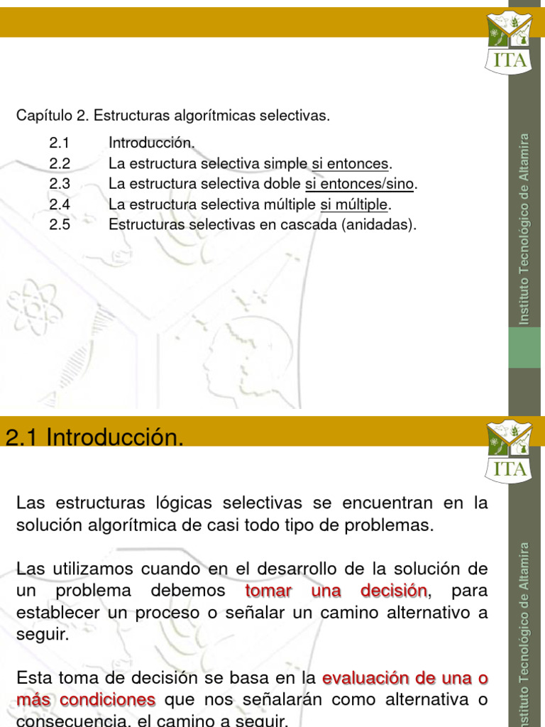 Unidad 2 02 ITA 3 Estructuras Selectivas | PDF | Algoritmos | Temperatura