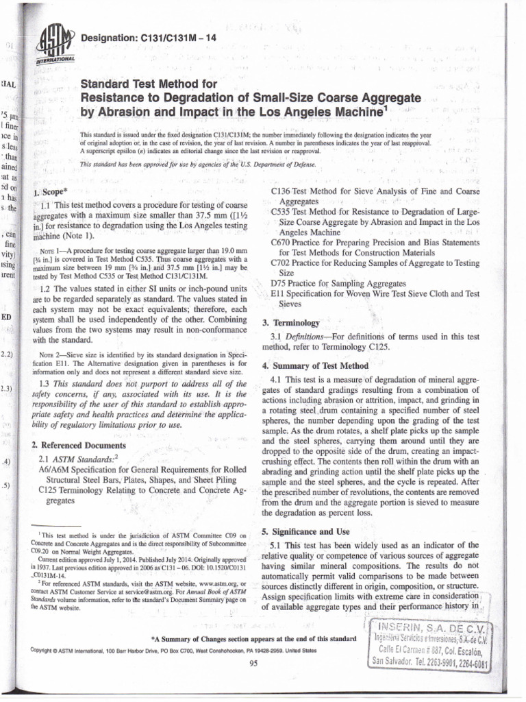 Astm C131-14 | PDF | Concrete