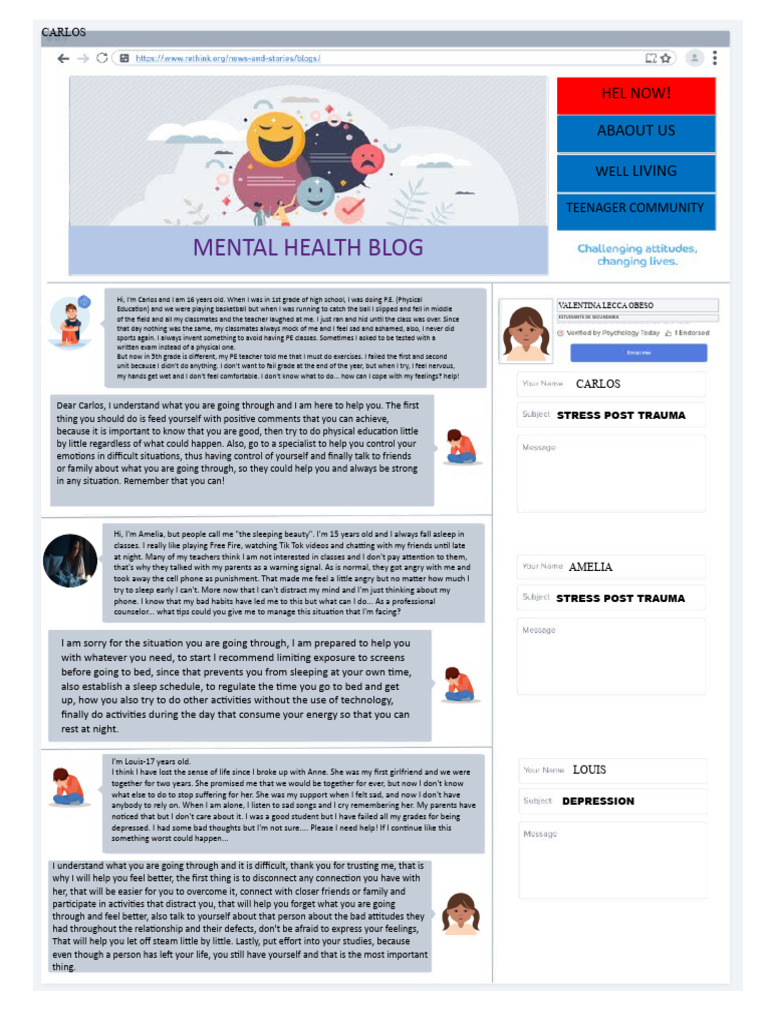 Mental Health Blog - Lecca | PDF | Physical Education | Psychology