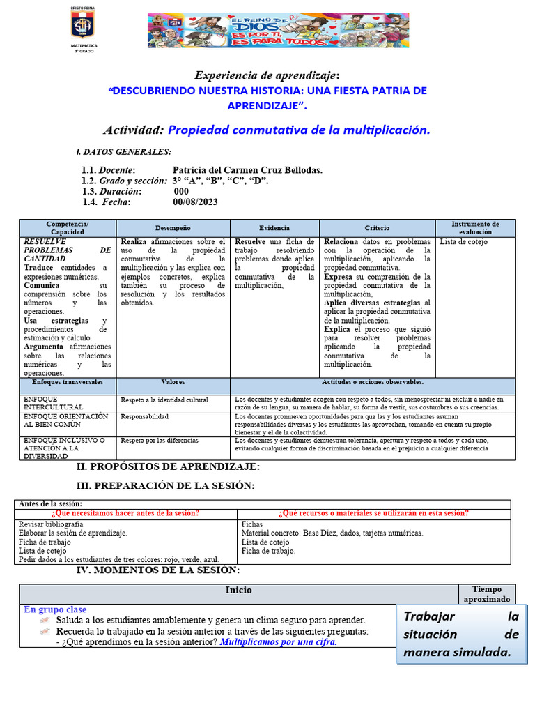 Propiedad Conmutativa en Multiplicación 3° grado | PDF | Aprendizaje ...