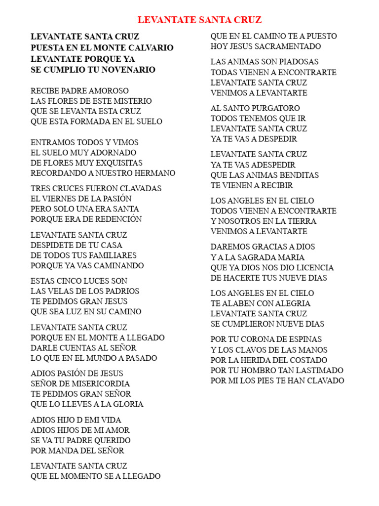 Levantate Santa Cruz | PDF | Religión y espiritualidad | Poesía