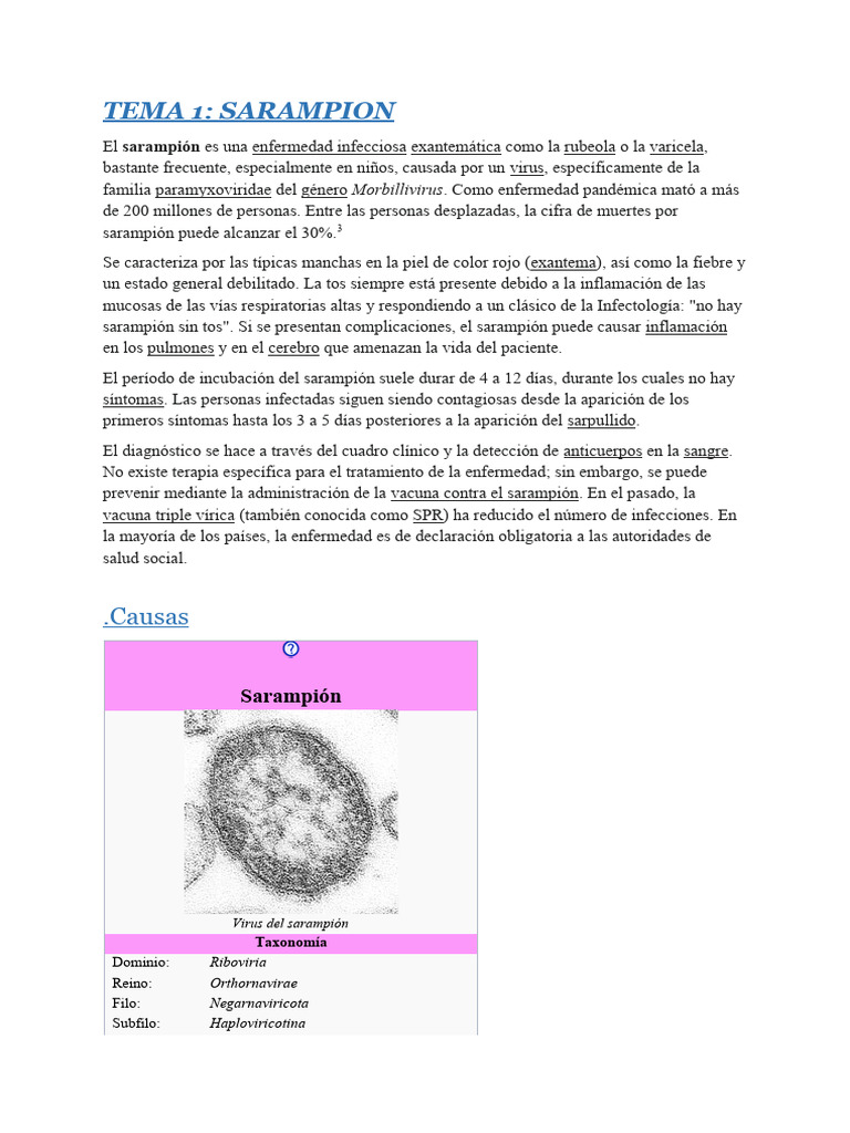 Sarampión | PDF | Sarampión | Virus