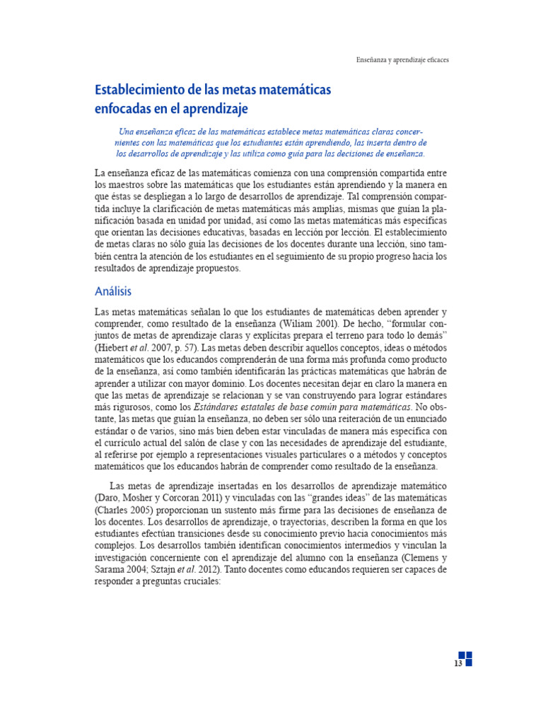 Metas (NCTM) | PDF | Enseñando | Aprendizaje
