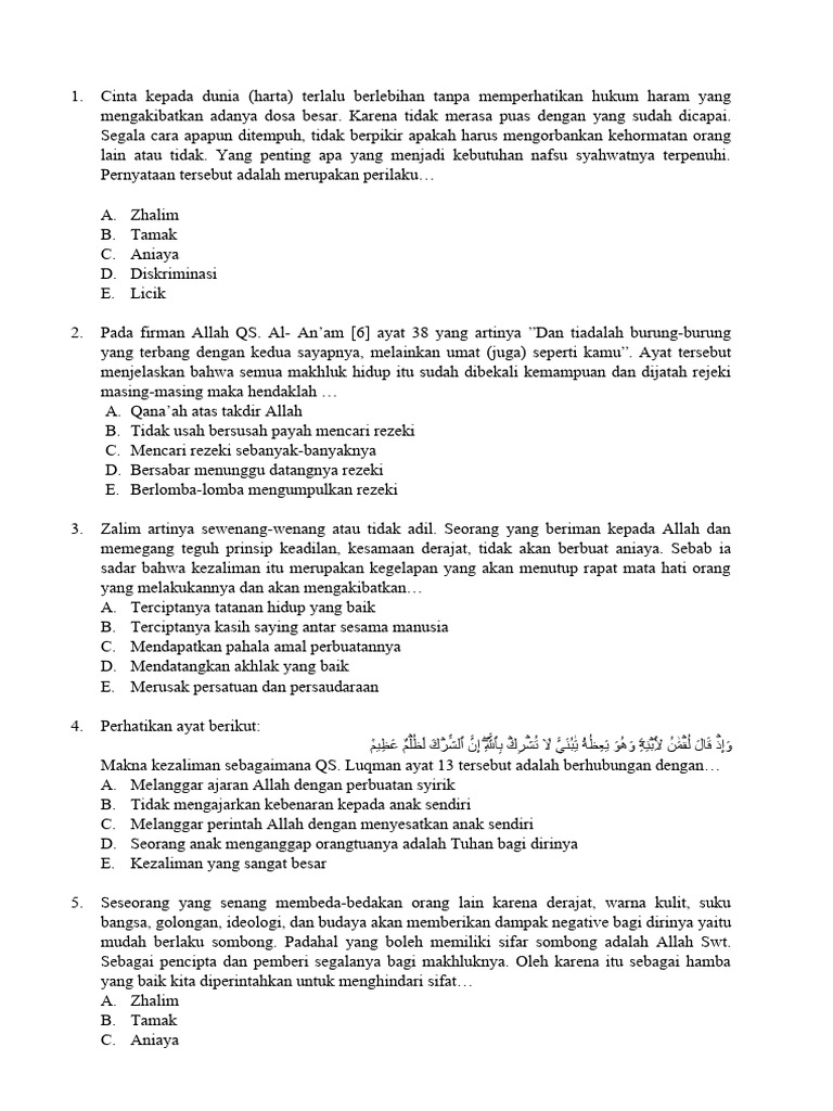 Soal Latihan 3 Bab | PDF | Agama & Spiritualitas