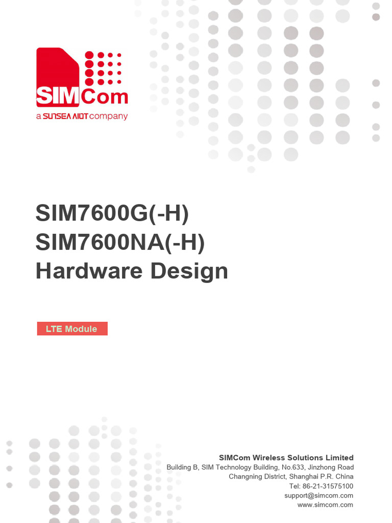 Sim7600g (-H) Sim7600na (-H) Hardware Design v1.04 | PDF | Lte ...