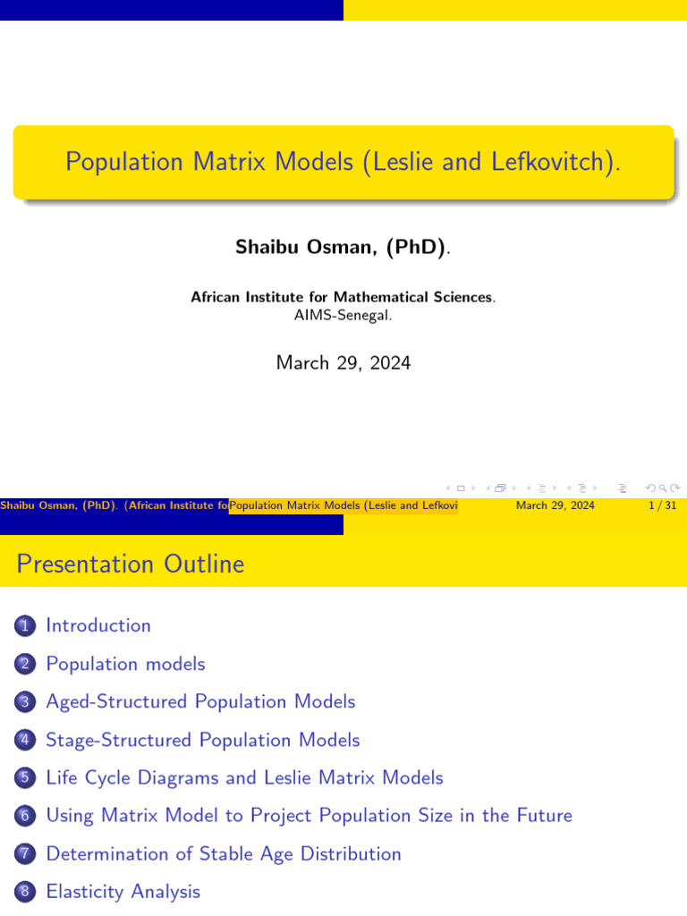 PRESENTATION (2) | Download Free PDF | Demography | Matrix (Mathematics)