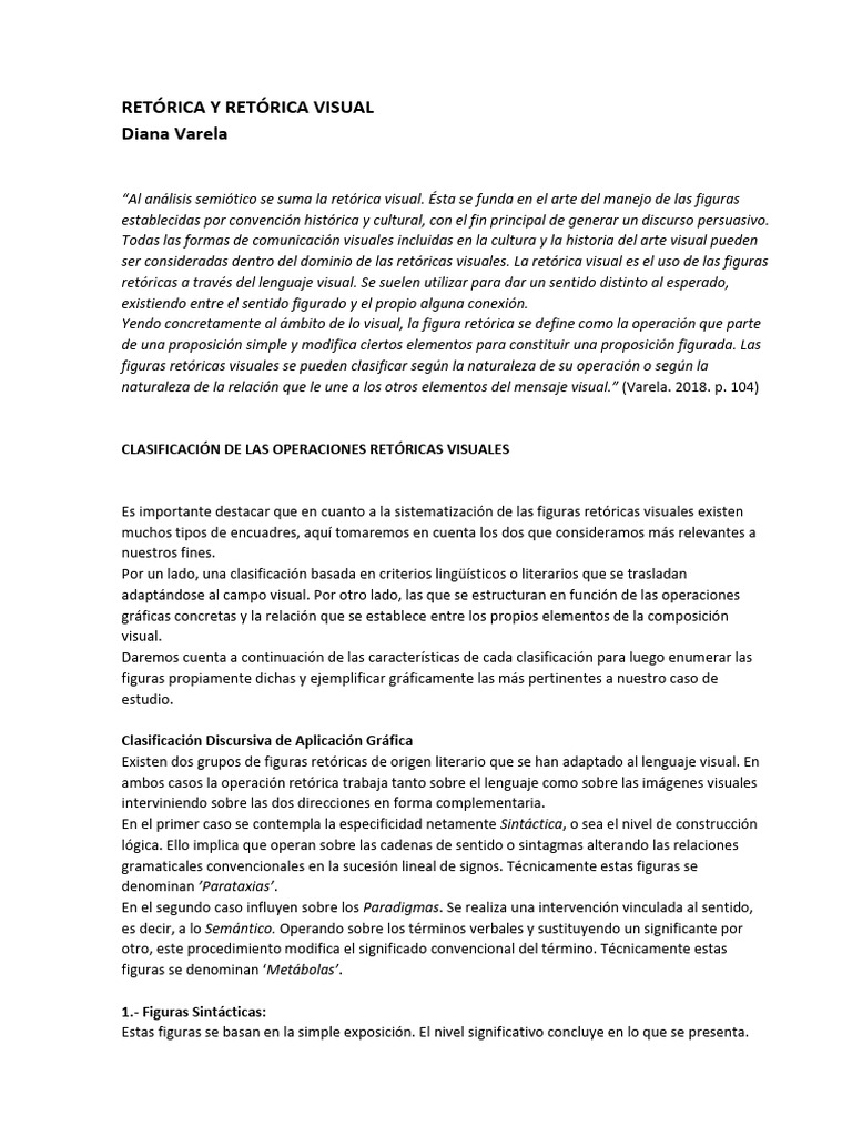 VARELA RETÓRICA Definición y aplicaciones gráficas | PDF | Metáfora ...