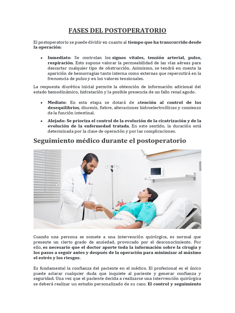 FASES DEL POSTOPERATORIO - Cuidados Del Paciente | PDF | Cirugía | Masaje