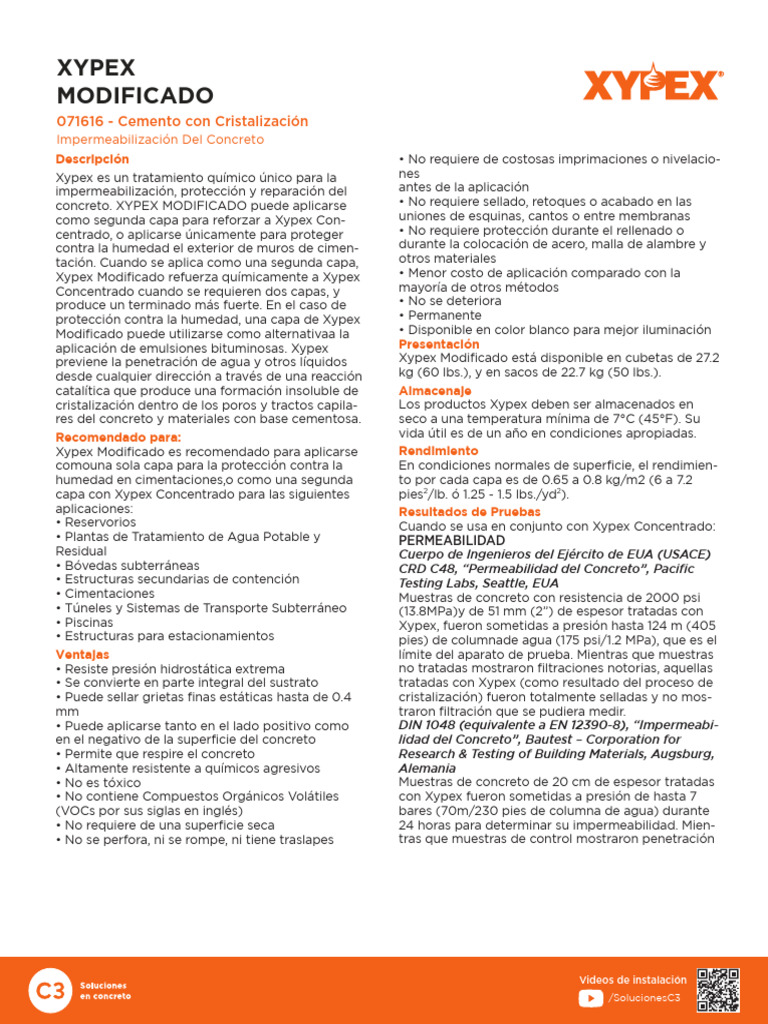 Xypex Modificado | PDF | Hormigón | Agua