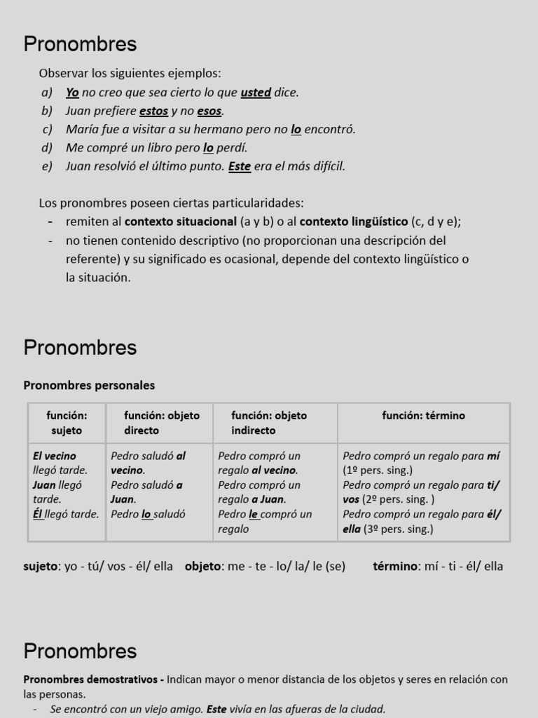 Presentacion Pronombres | PDF