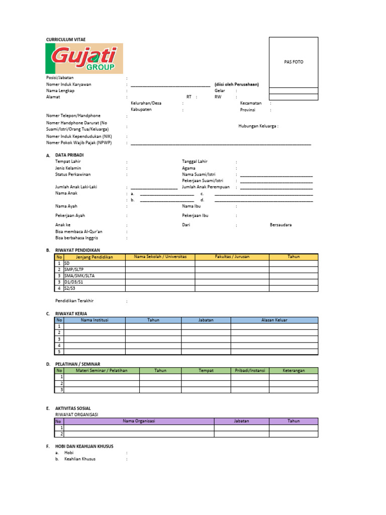 Form Database Karyawan (Final) | PDF