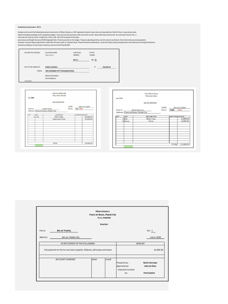 Moda Classica Financial Assessment Report | PDF | Debits And Credits ...