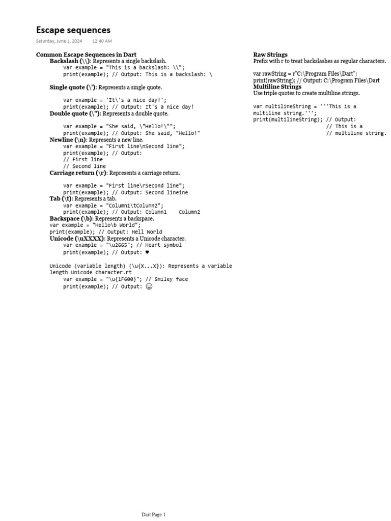 Escape Sequences | PDF