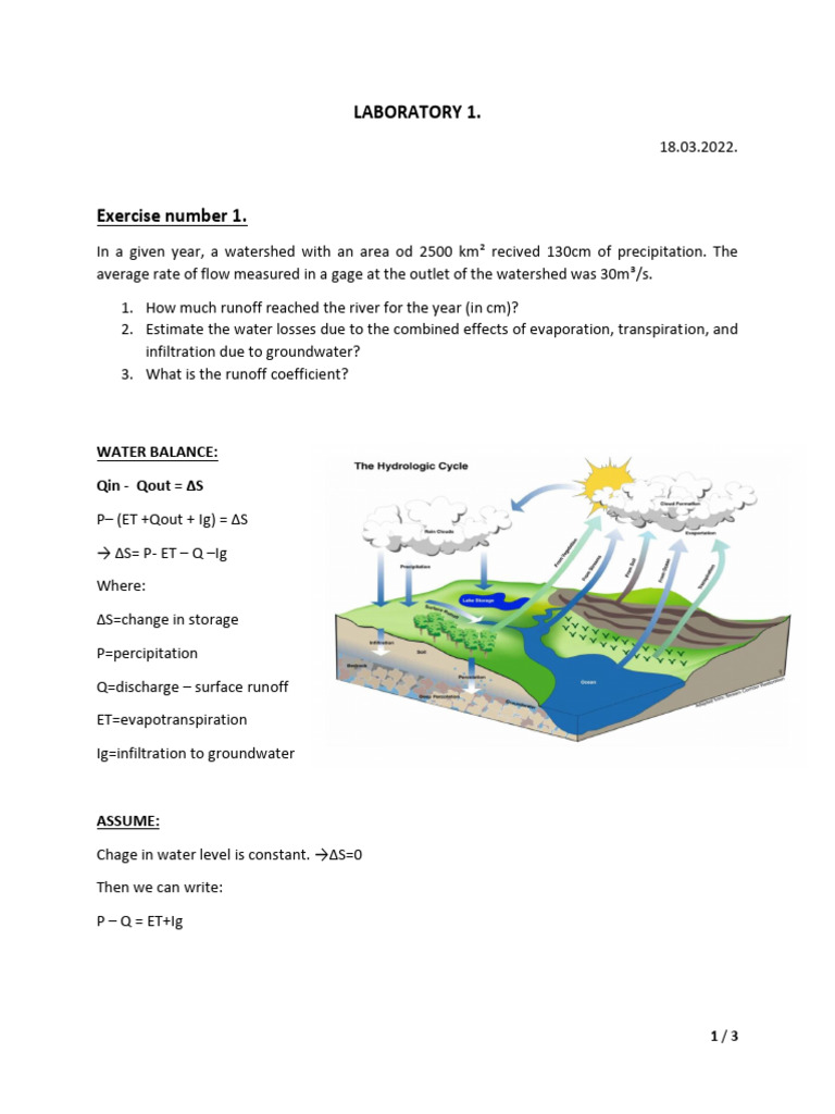 Laboratory Number 1. | PDF | Discharge (Hydrology) | Water