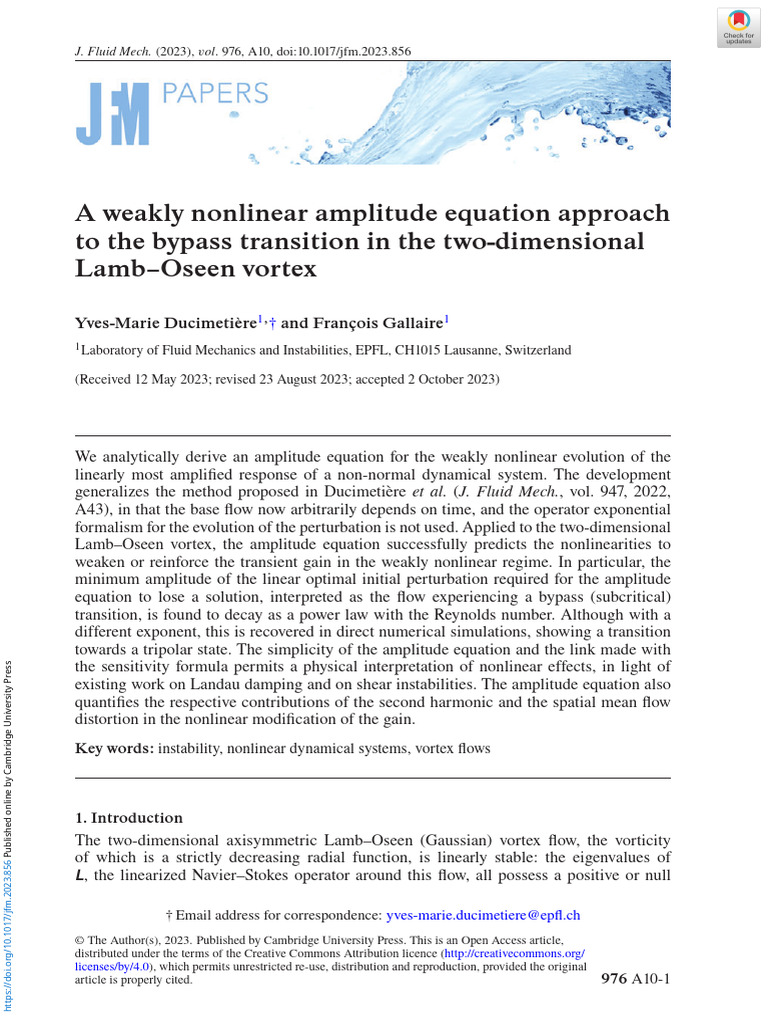 Lamb-Oseen Vortex Nonlinear Transition | PDF | Vortices | Tropical Cyclones