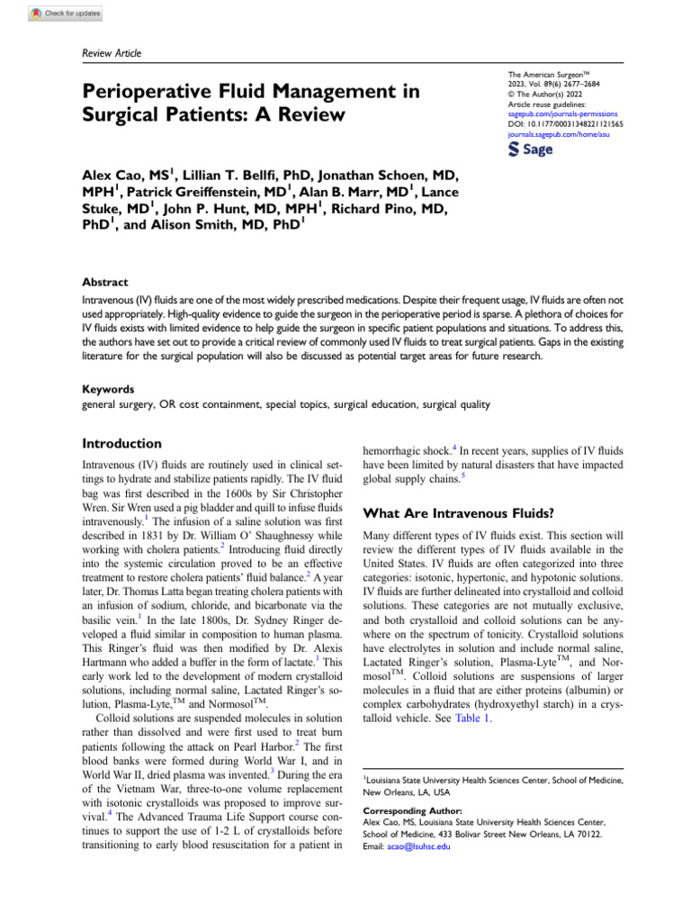 Cao Et Al 2022 Perioperative Fluid Management in Surgical Patients A ...