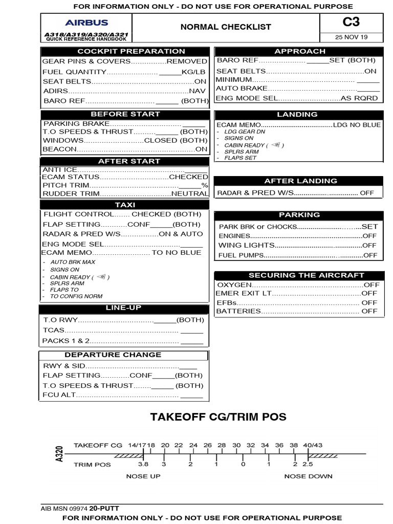 Takeoff Cg/Trim Pos: Cockpit Preparation Approach | PDF | Aeronautics ...