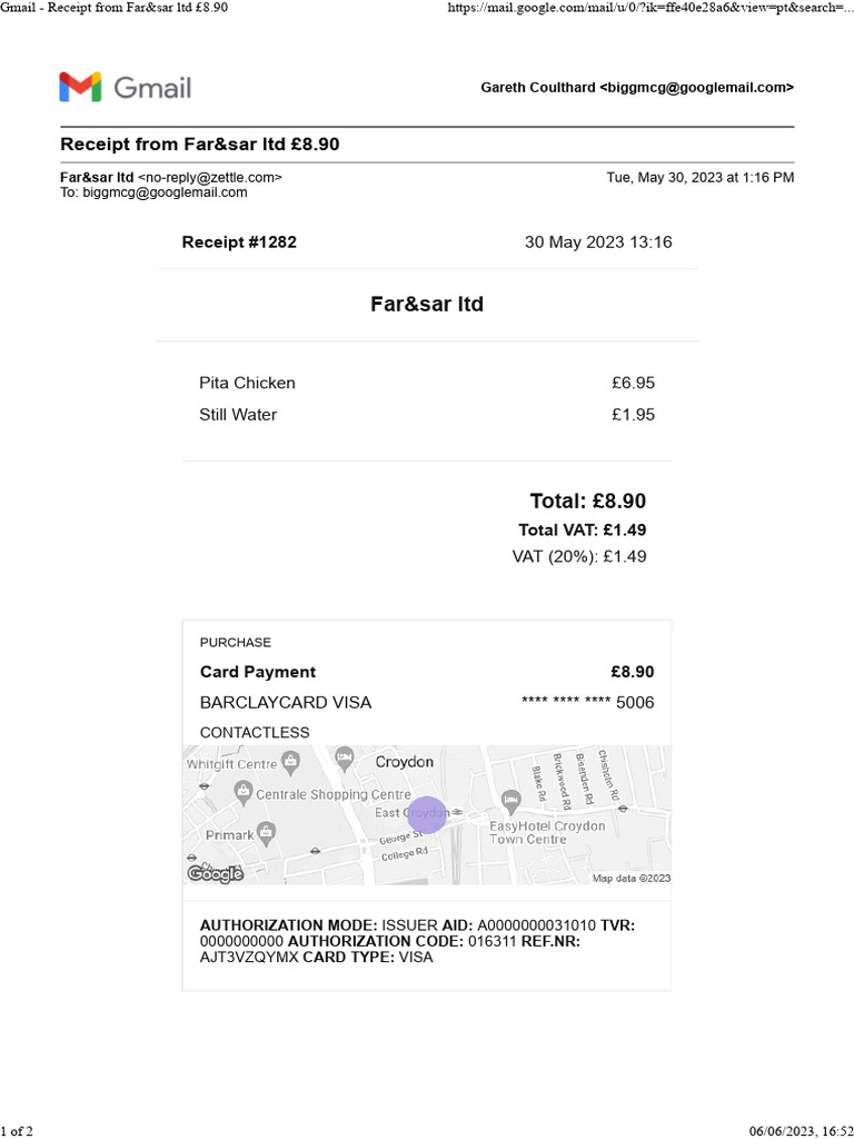Receipt For F&S | PDF | Pay Pal | Visa Inc.