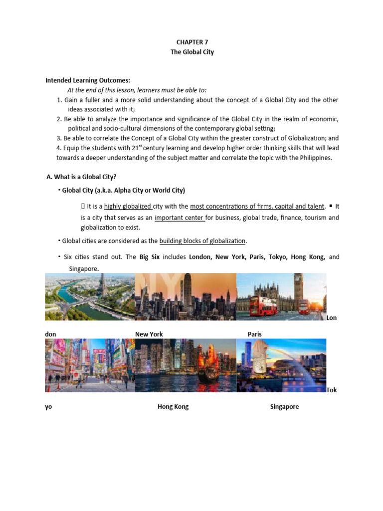 CHAPTER 7 The Global City Readigs | PDF | Traffic Congestion | Economies