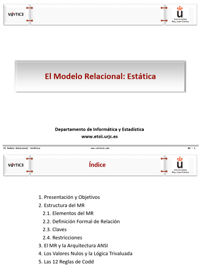 Modelo Relacional Estático | PDF | Base de datos relacional | Modelo ...