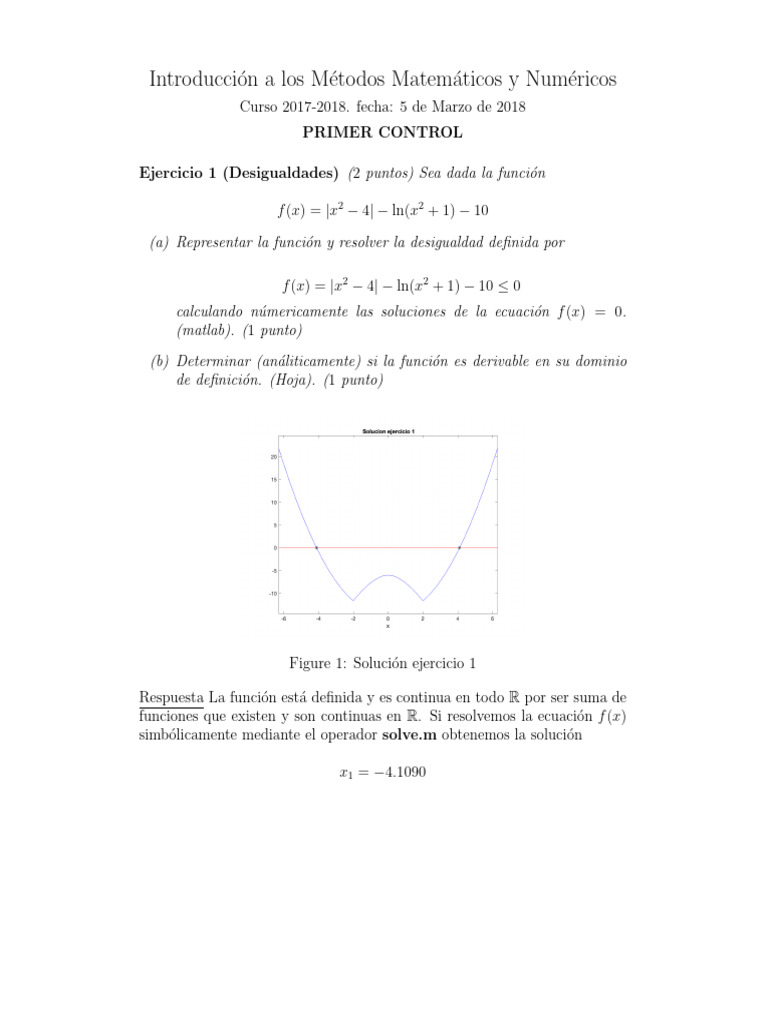 IMMN - 2018 - Control1 - Respuestas (Ejercicios 1 y 2) | PDF | Función (Matemáticas) | Derivado