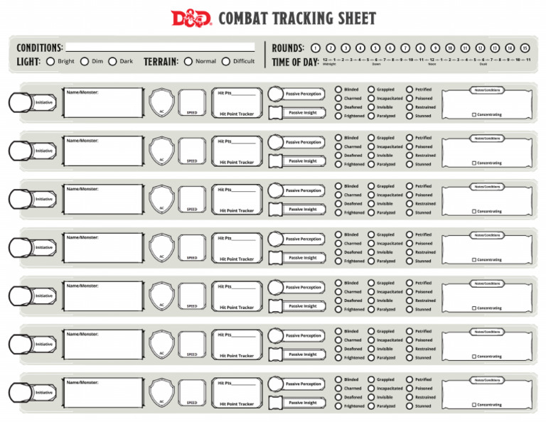 Combat Tracking Sheet | PDF