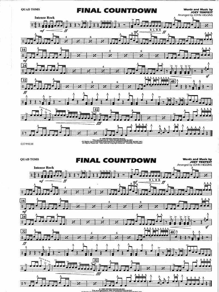 Final Countdown Full All Parts Quads | PDF