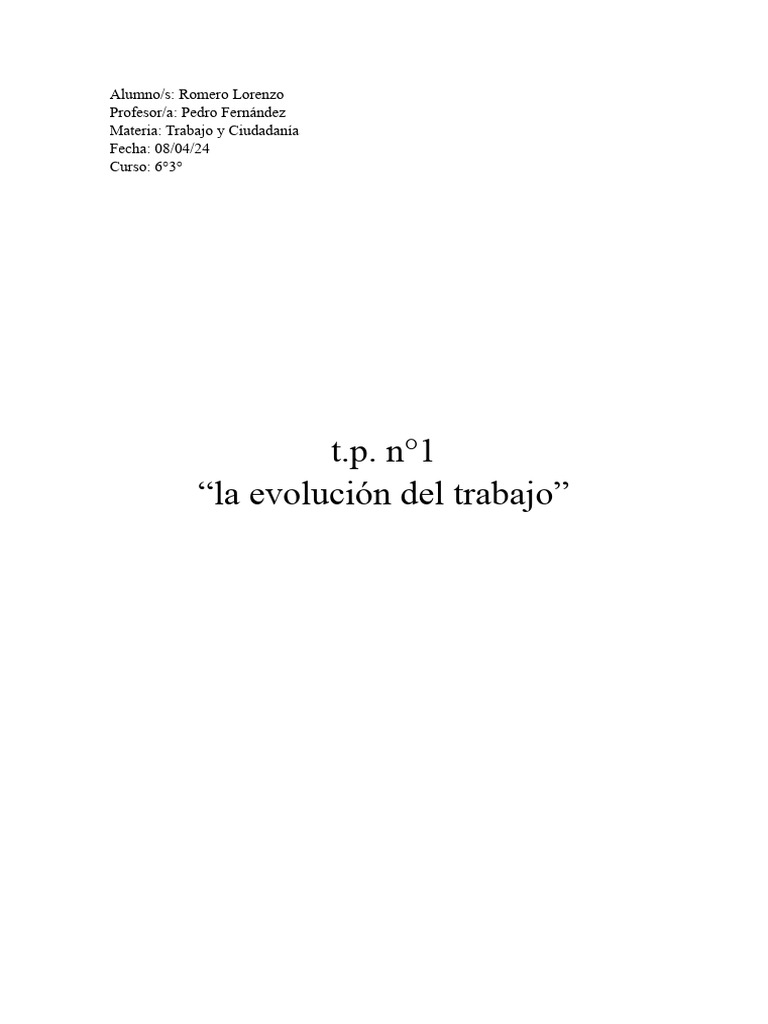 TP N°1 La Evolucion Del Trabajo | PDF | Economias | Ciencias Políticas
