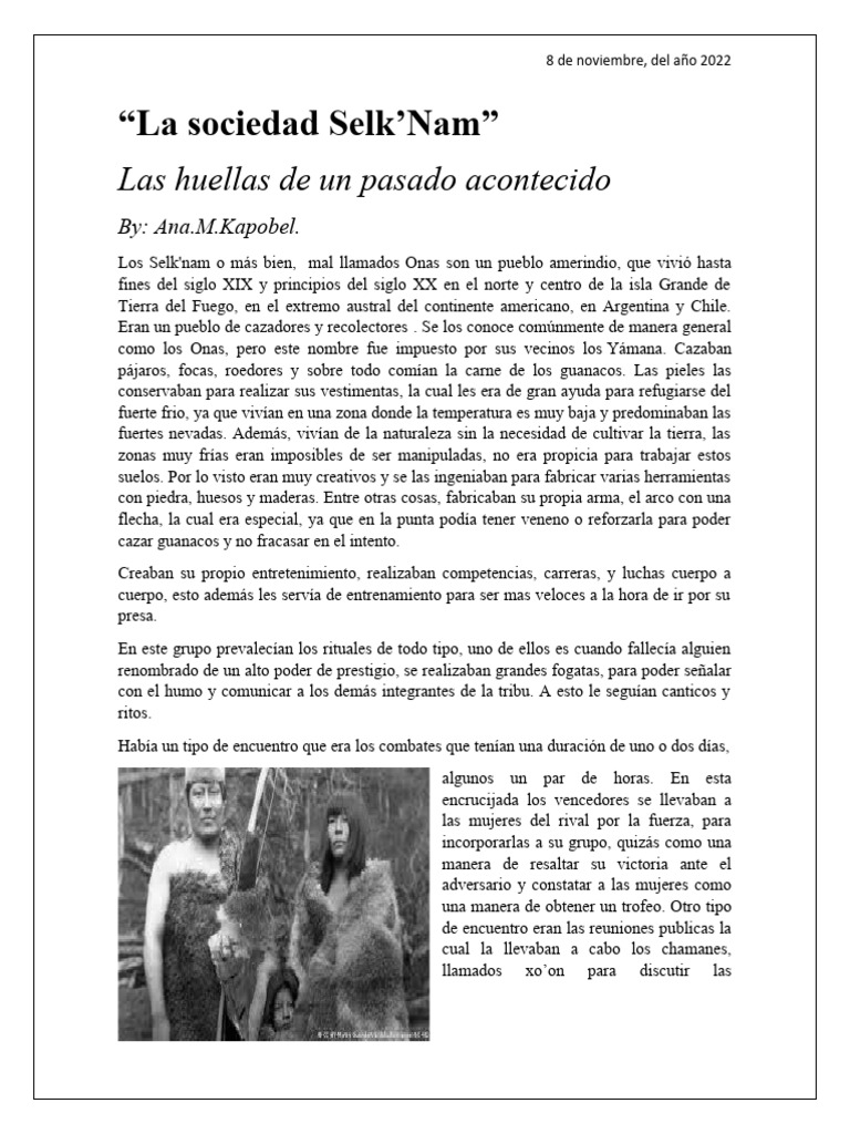 La Sociedad Selk Nam | PDF | Historia