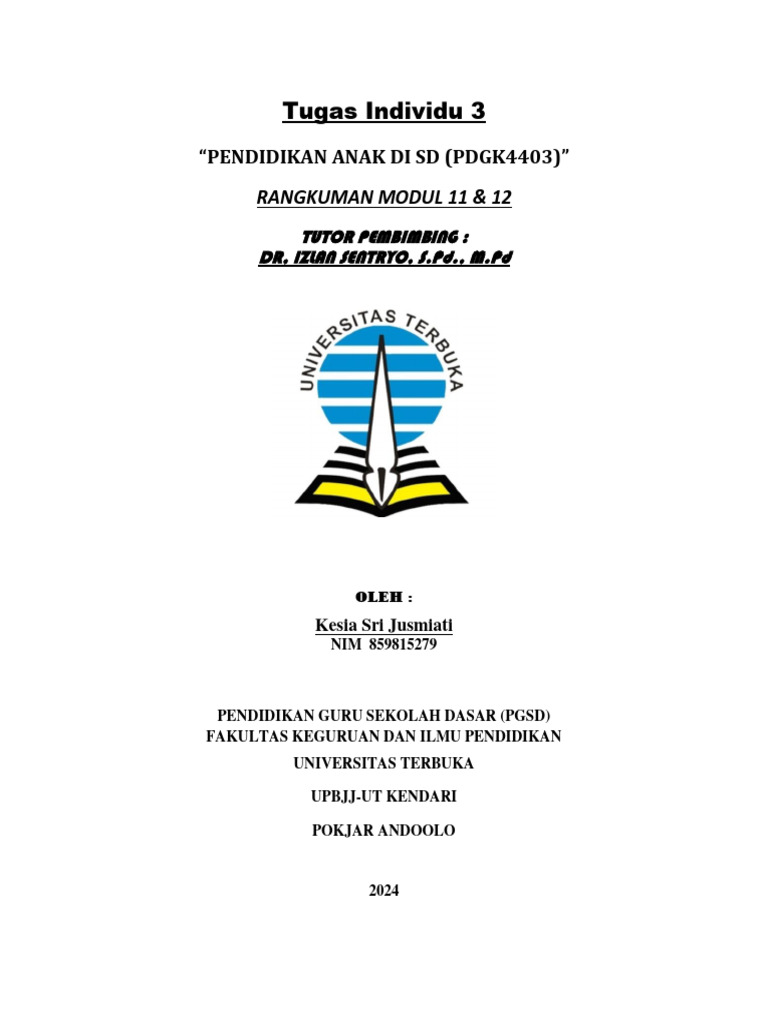 Rangkuman Modul 11 & 12 Pendidikan SD | PDF