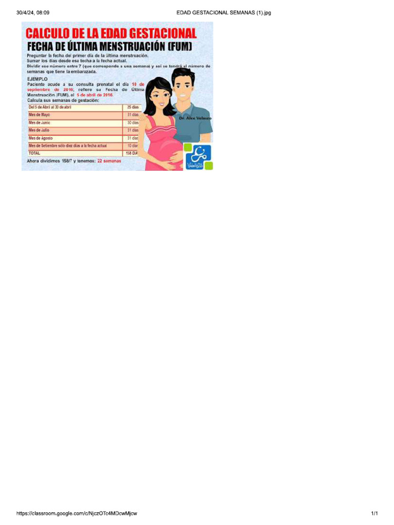 Calculo de La Edad Gestacional | PDF Calculo de La Edad Gestacional | PDF