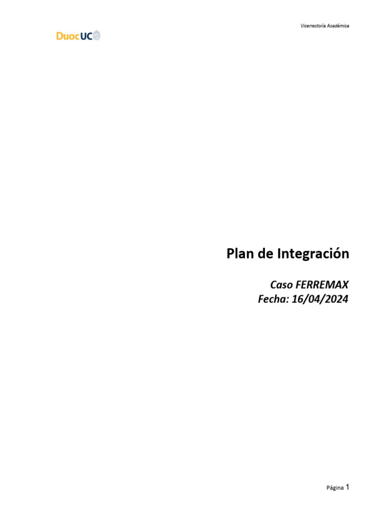 Documento Plan Integración | PDF | Servidor (Computación) | Mi sql