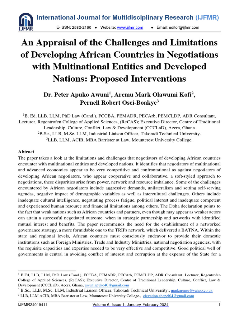African Negotiation Challenges | PDF | Negotiation | Trips Agreement