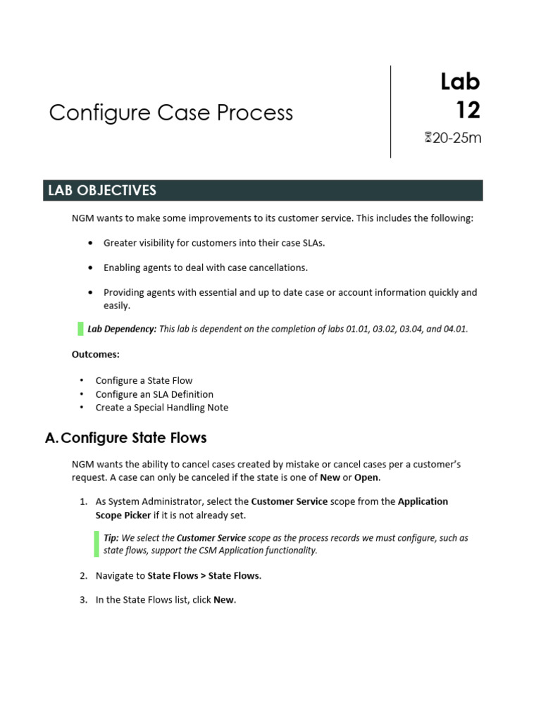 Lab 12 - Configure Case Process | PDF | Service Level Agreement | Computing