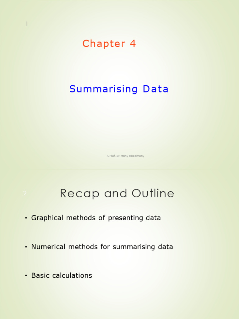 CH 4 | PDF | Mean | Arithmetic Mean