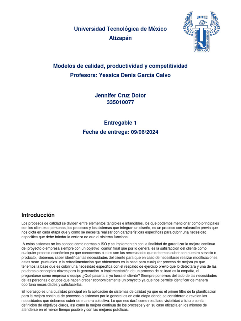 Modelos de Calidad y Productividad en ISO | PDF | Calidad (comercial ...