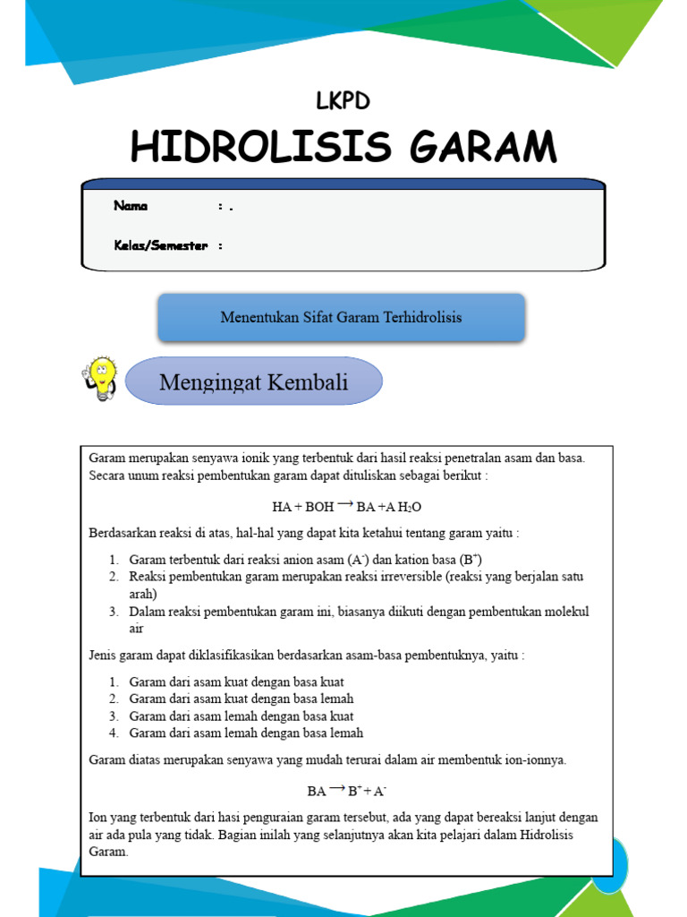 LKPD Hidrolisis | PDF