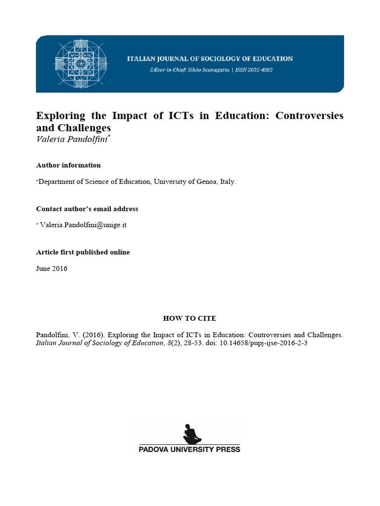ICT Impact on Education: Challenges & Insights | PDF | Educational Technology | Information And ...