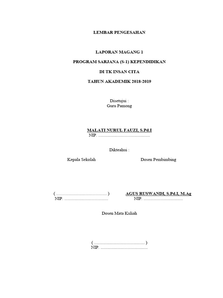 Lembar Pengesahan Dan Laporan Magang 1 | PDF