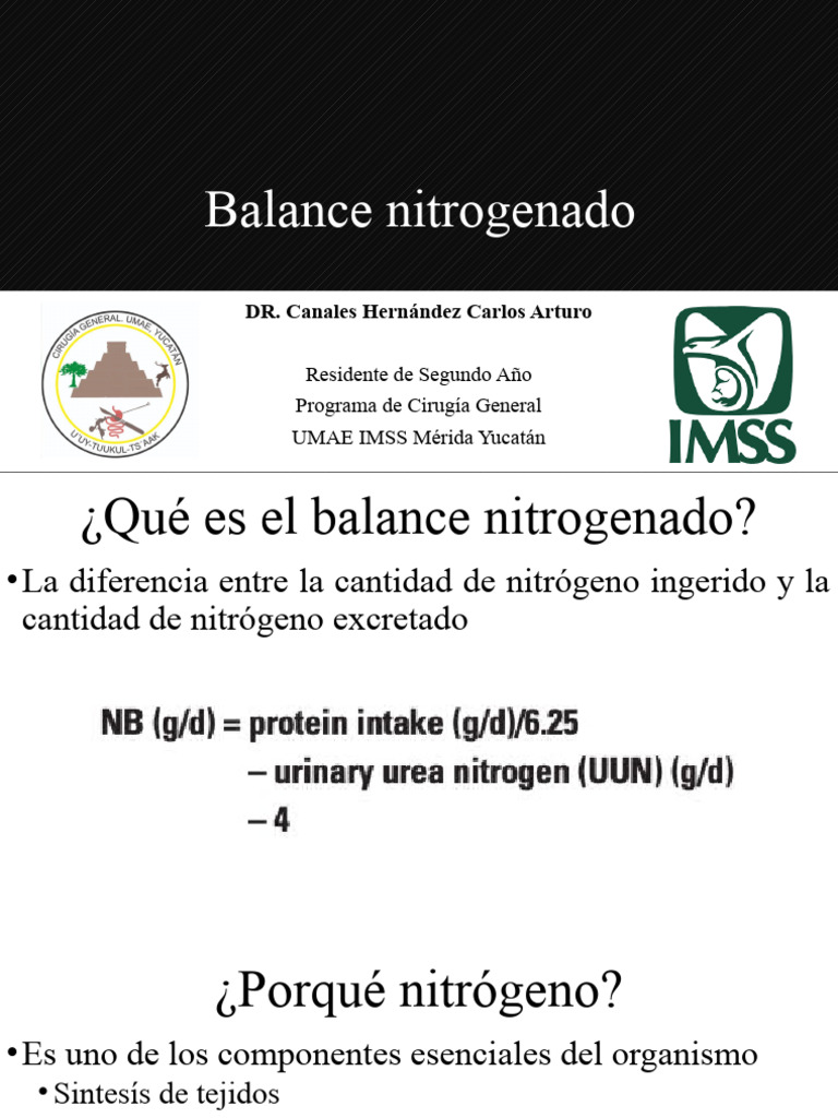 Balance Nitrogenado | PDF | Orina | Nitrógeno