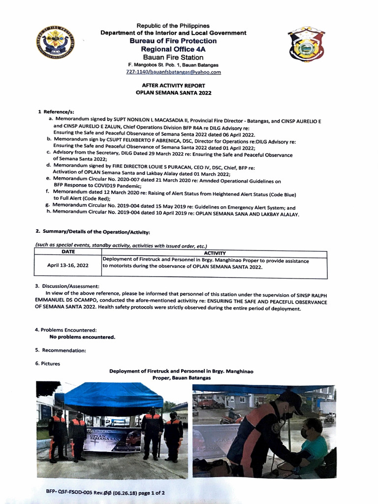 Aar Oplan Semana Santa 2022 | Download Free PDF | Emergency Management