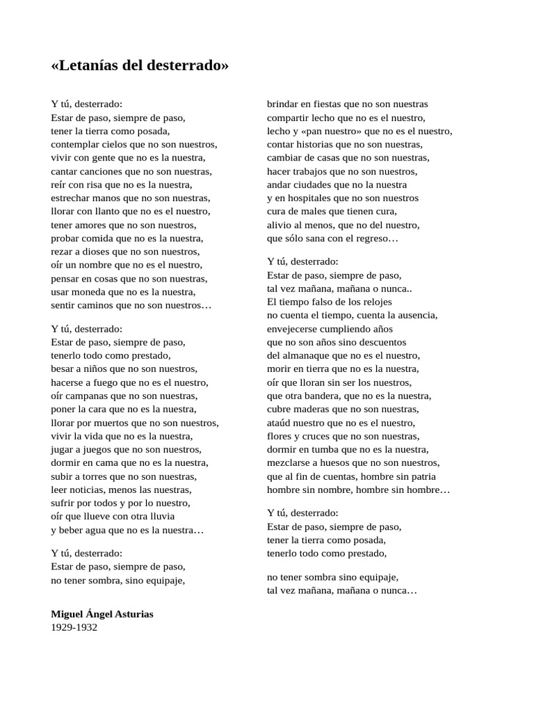 Letanias Del Desterrado Asturias | PDF | Poesía