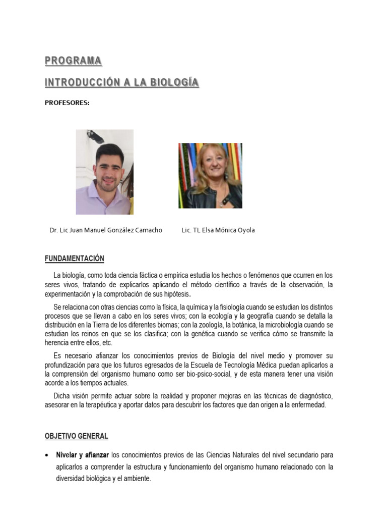 Introduccion a La Biologia 2024 | PDF | Biología Celular) | Organismos